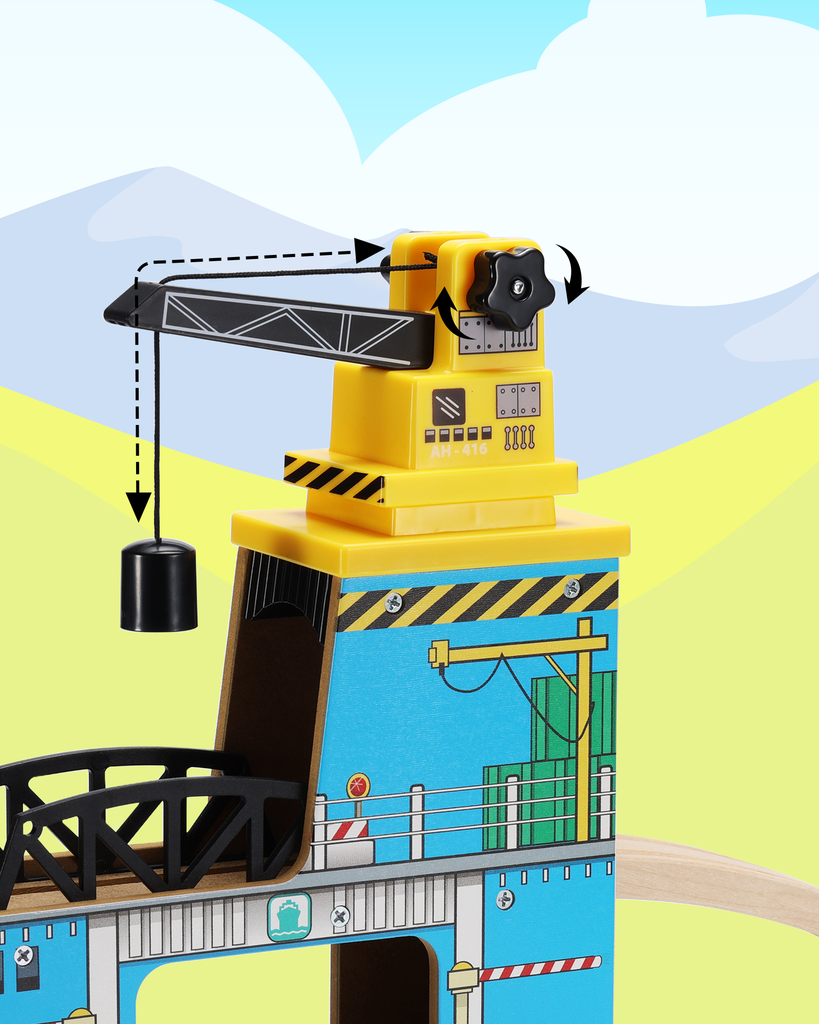 Magnetic Rotary Crane Set with Track | SainSmart Jr. Toys