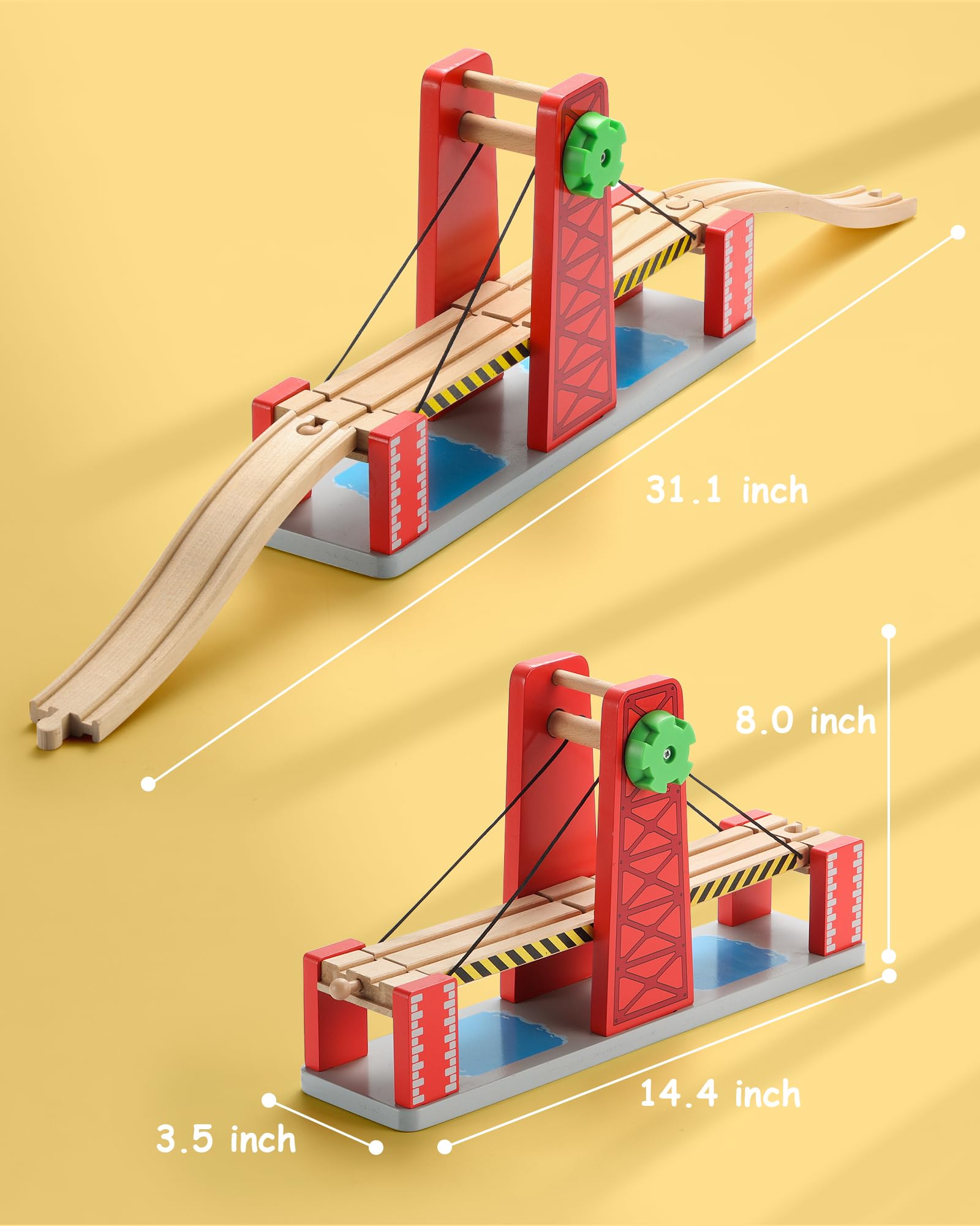 Wooden Train Set Accessories Lifting Bridge | SainSmart Jr. Toys