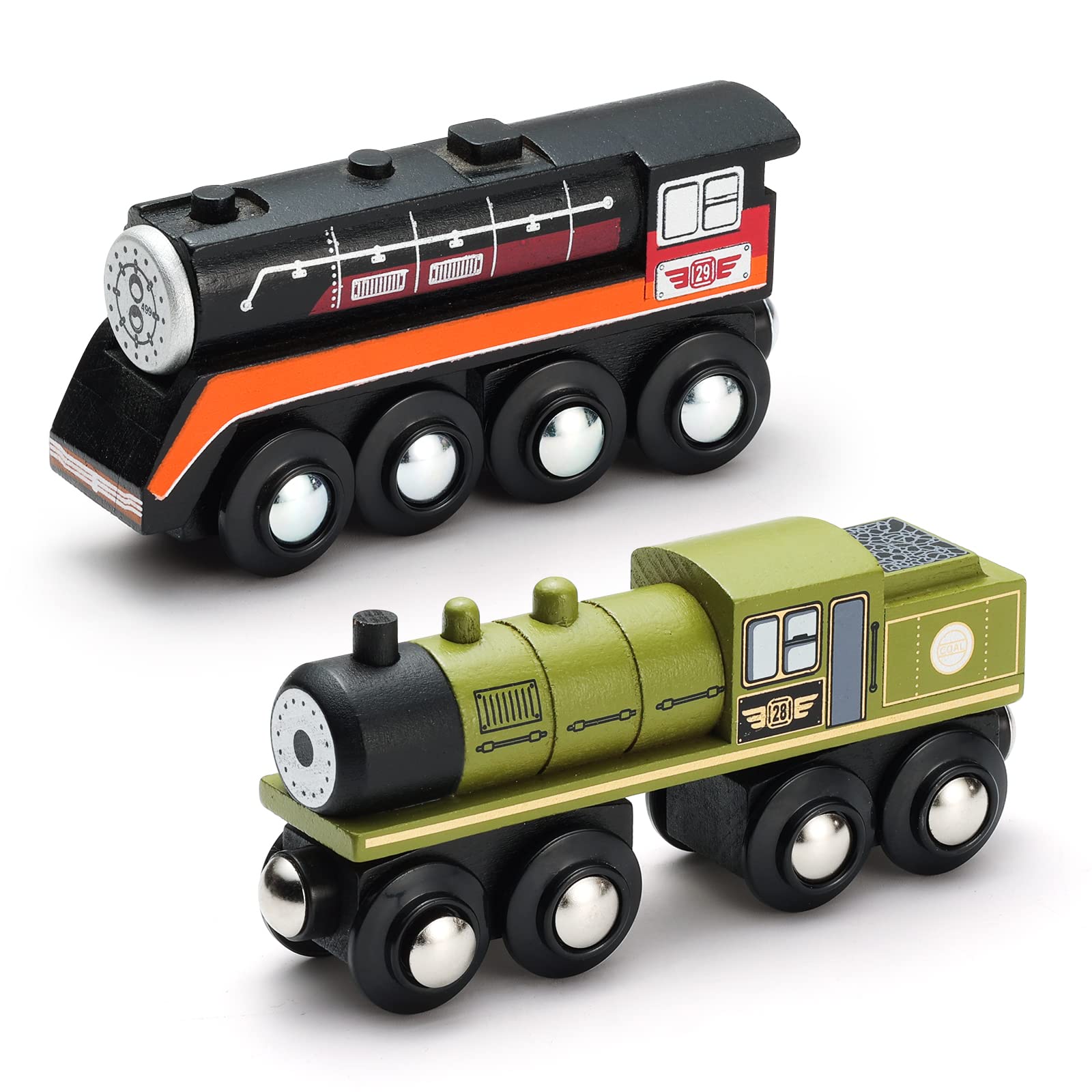 SainSmart Jr. Wooden Train Set Accessories, Magnetic Toy Car Set (10 ...